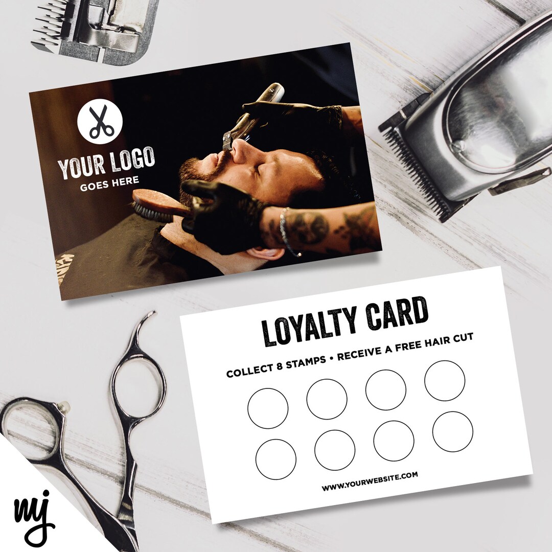 Custom Printed Loyalty Cards Barber / Men's Grooming / Hairdresser ...