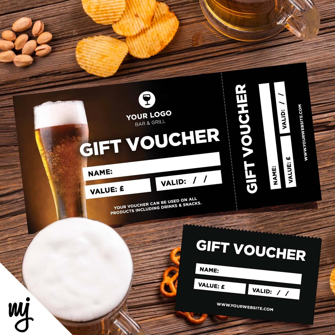 Custom Printed Gift Vouchers Perforated Stubs Bar Beer Drinks Cocktail ...