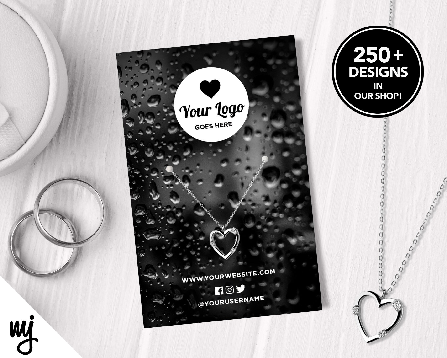 Custom jewellery backing card printing A7 size Black | Etsy