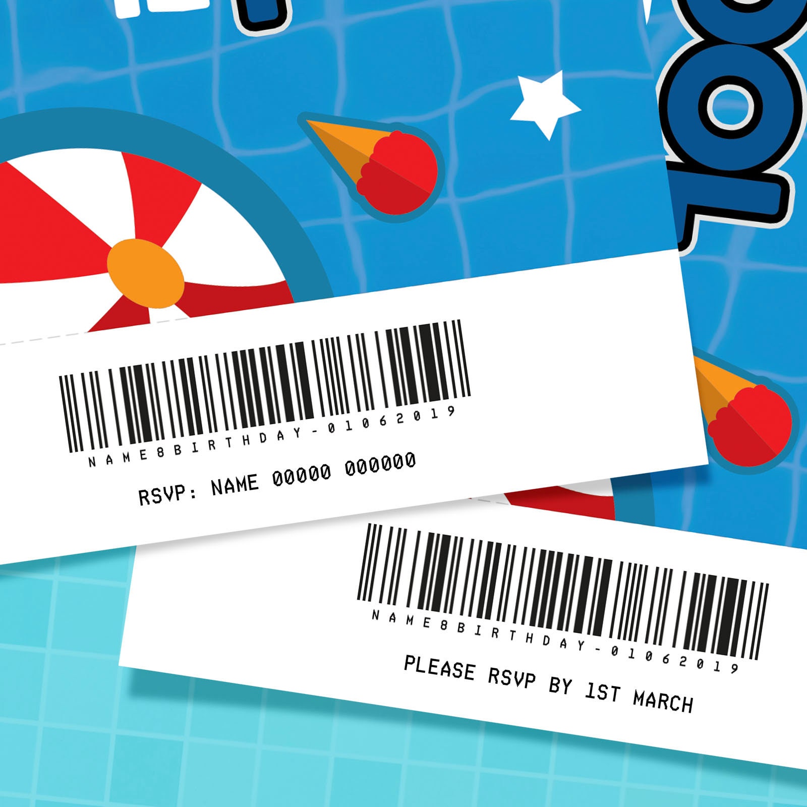 Personalised Pool Party Ticket Style Invitations - Etsy UK