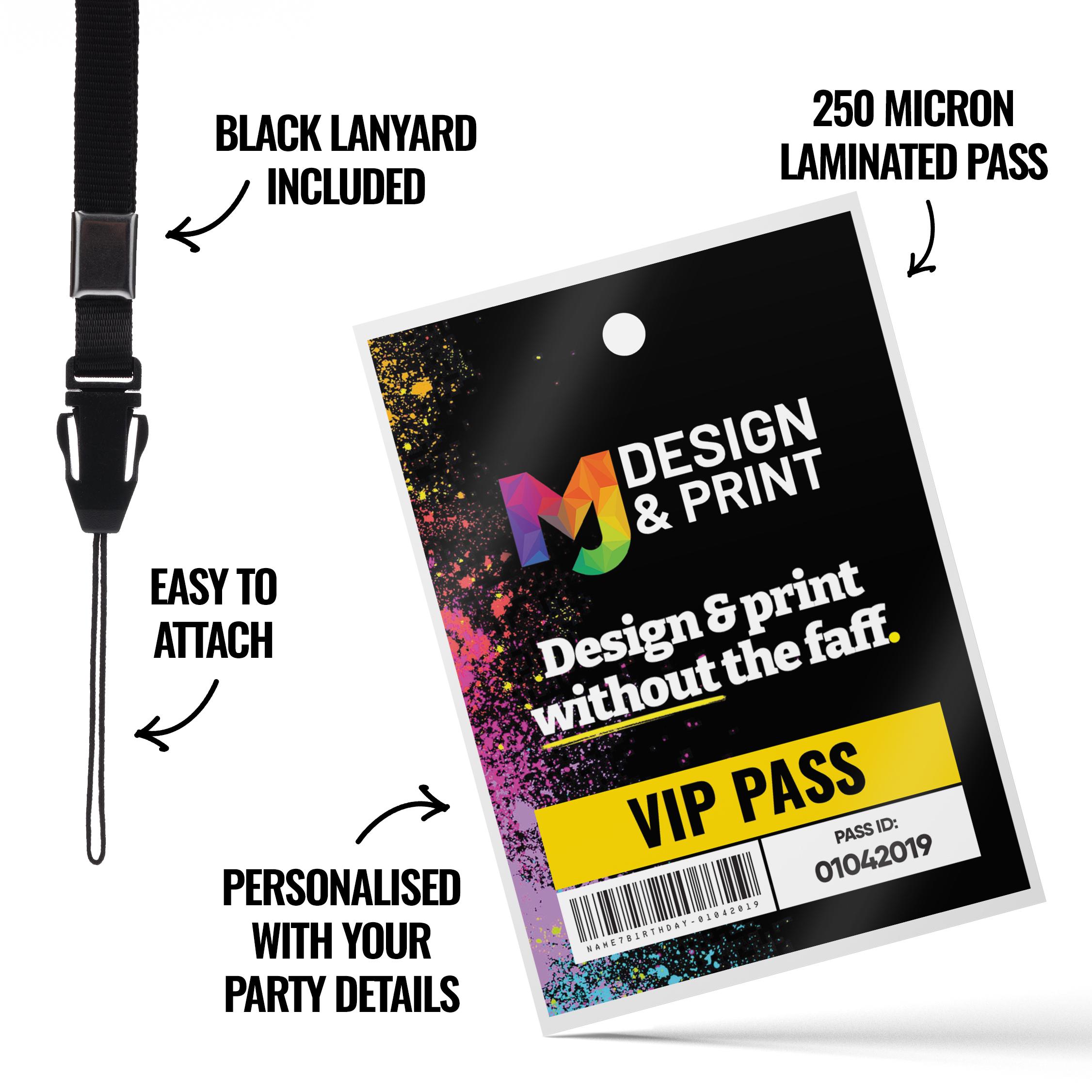 Personalised Boho / Chic Festival Style VIP Pass & Lanyard Invitations ...