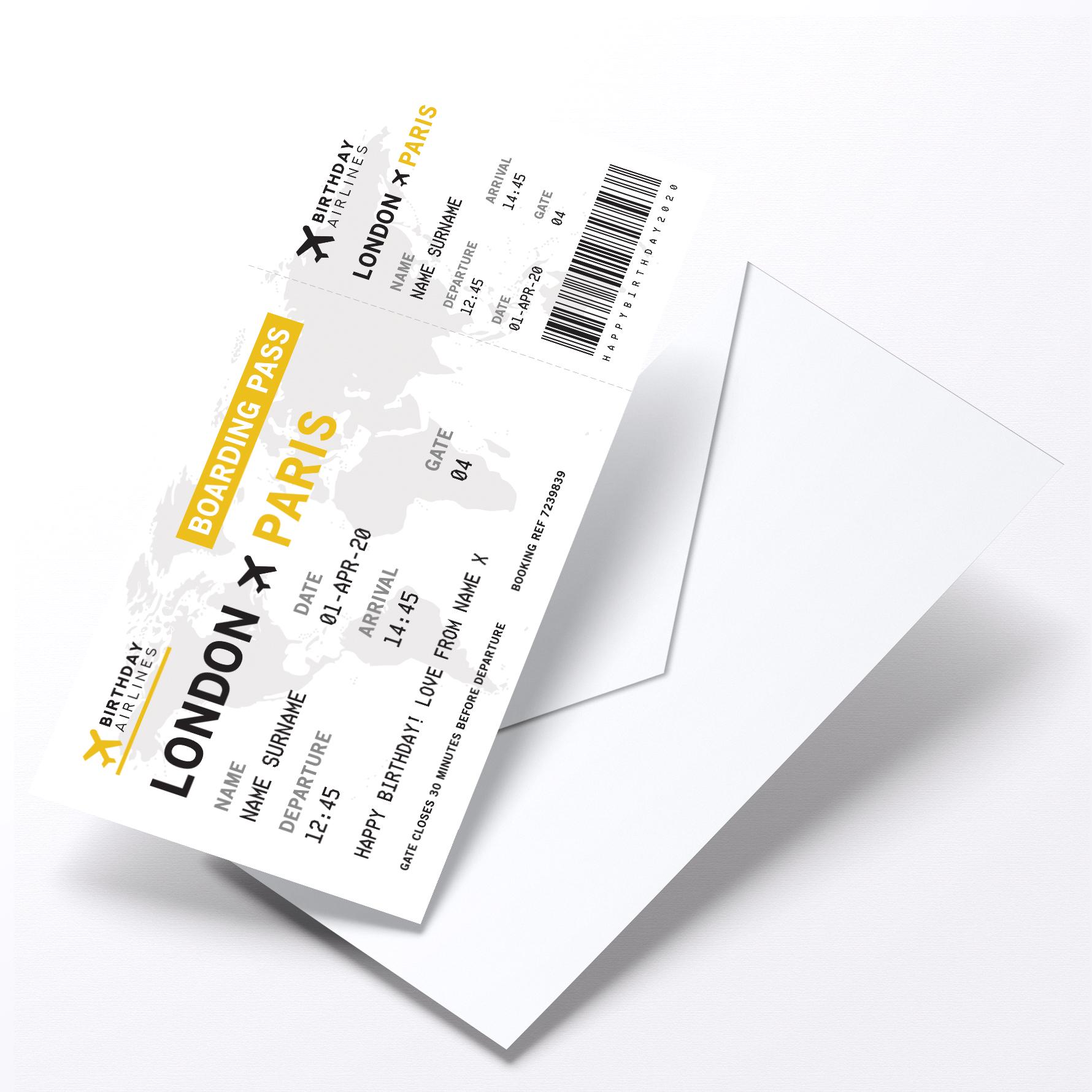 Personalised Mock Plane Ticket Birthday / Christmas Gift | Holiday Trip ...