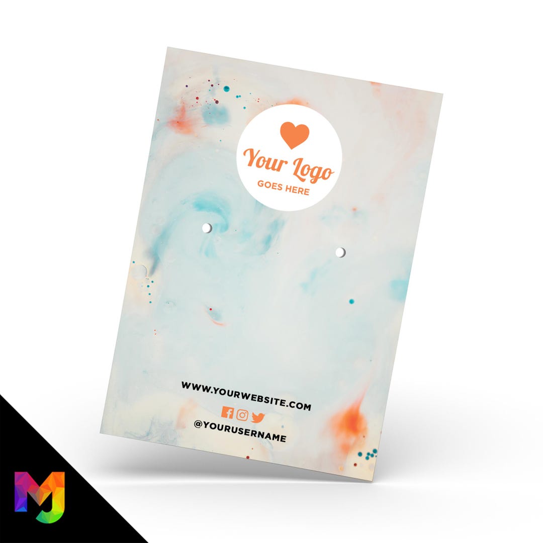 Custom Jewellery Backing Card Printing | A6 Size | Orange Blue Drop ...