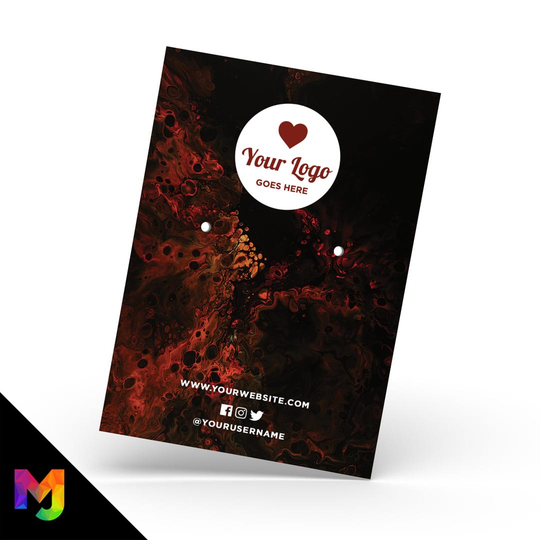 Custom Jewellery Backing Card Printing | A6 Size | Red Black Smoke ...