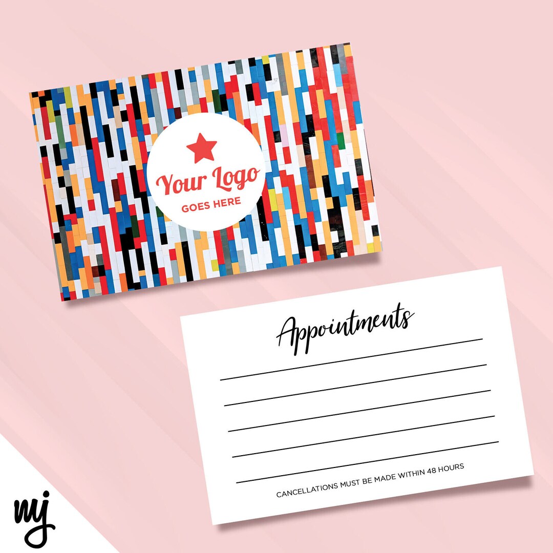 Custom Appointment Card Printing Colourful Blocks Colour Pattern Red - Etsy
