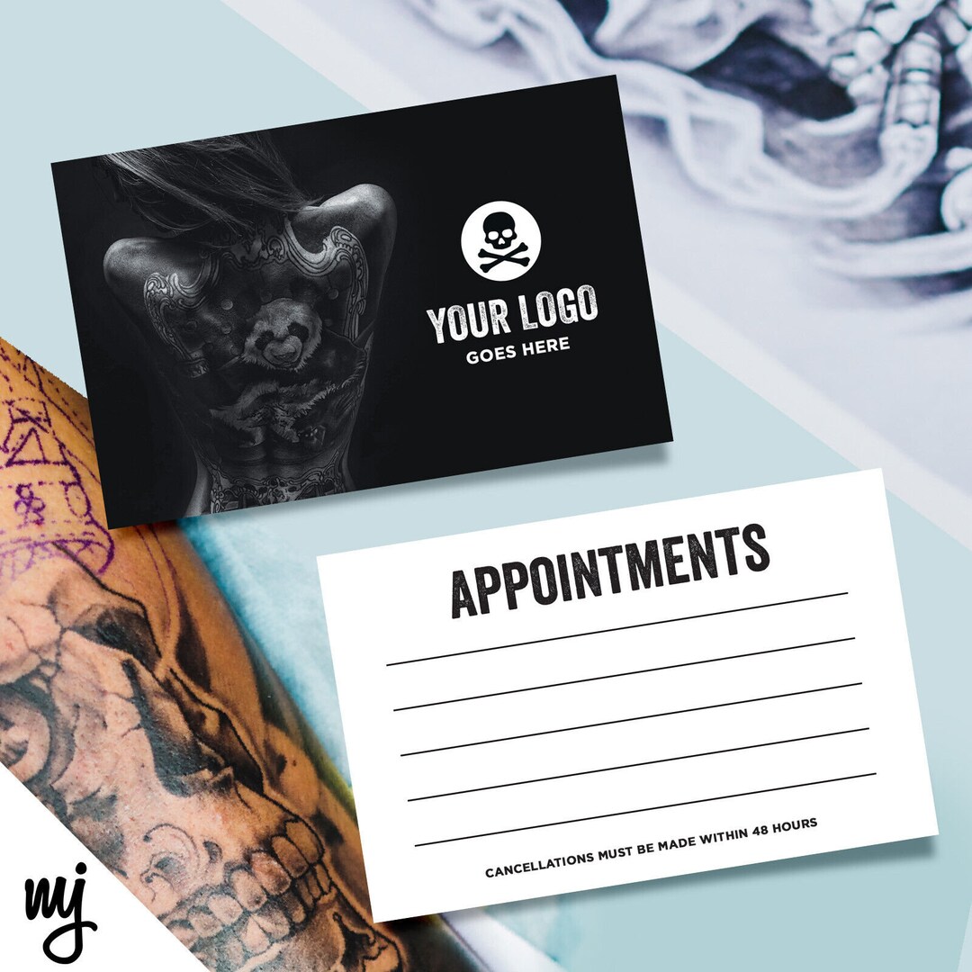 Custom Appointment Card Printing | Tattoo Artist Shop Studio Ink Tat ...