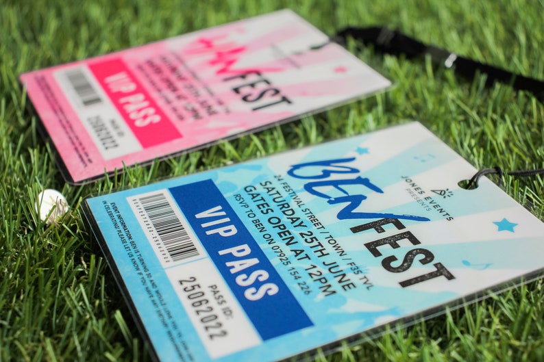 Personalised Festival Style VIP Pass & Lanyard Invitations - Etsy