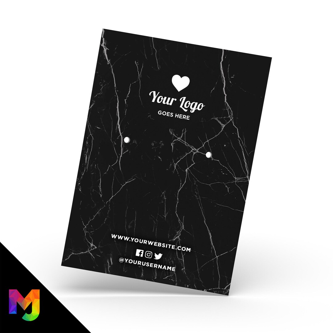 Custom Jewellery Backing Card Printing | A6 Size | Black Marble White ...