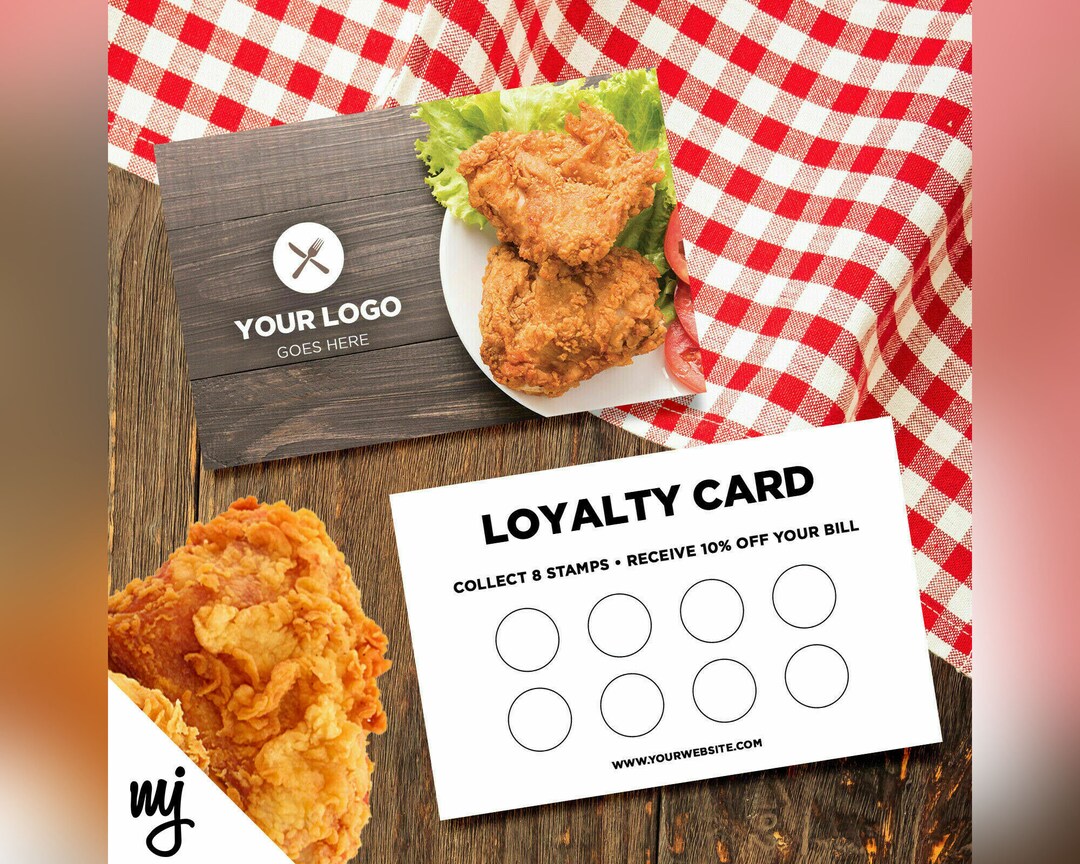 Custom Printed Loyalty Cards Chicken Takeaway / Restaurant / Pub Fast ...