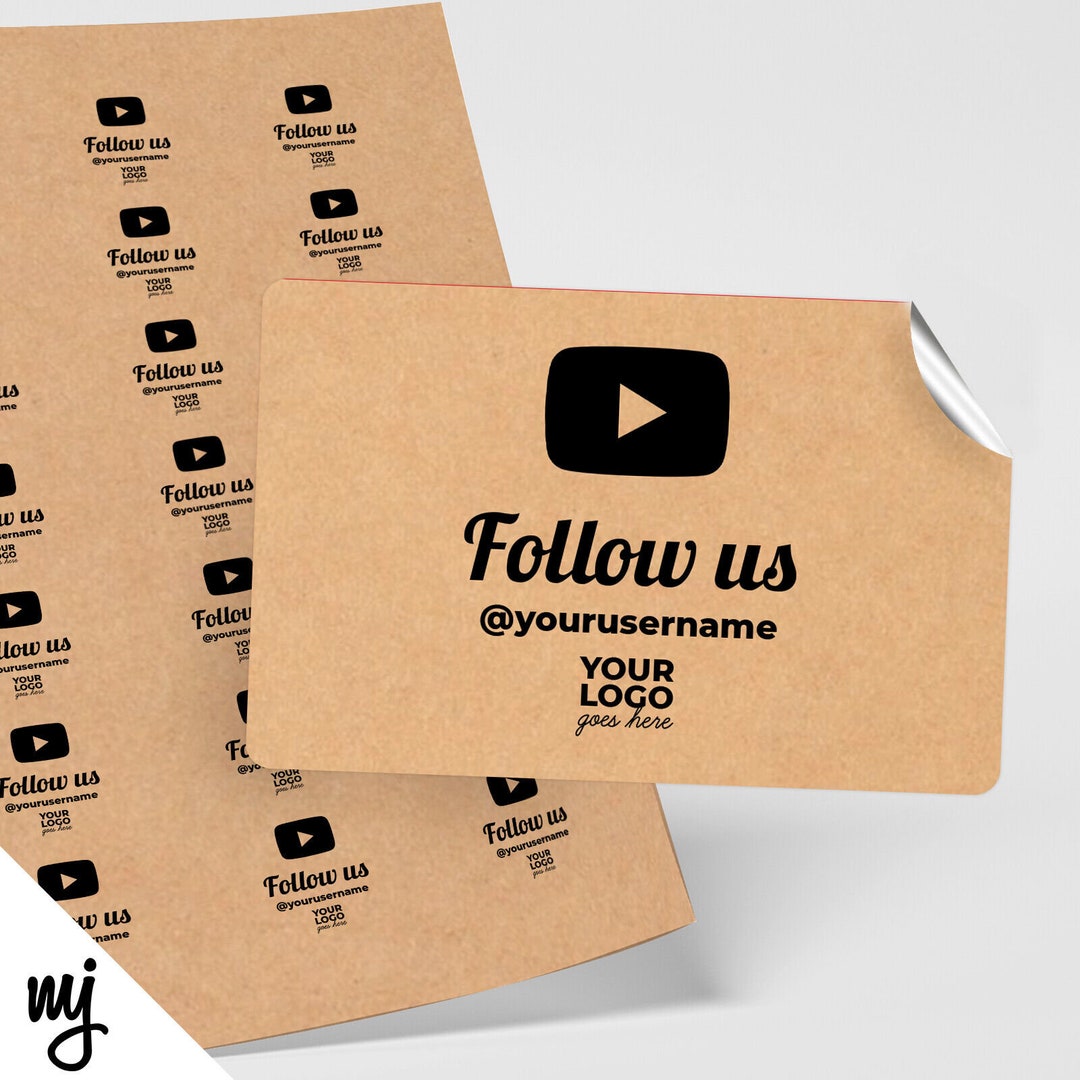 Custom Kraft Follow Us on Youtube Rectangle Sticker Printing | Add Your ...