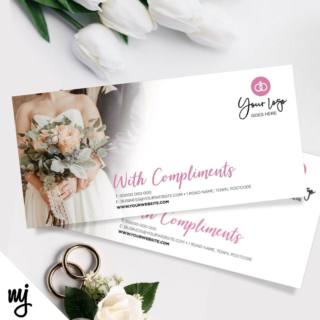 Custom Compliment Slip Printing Wedding Bridal Shop Groom Venue Married ...