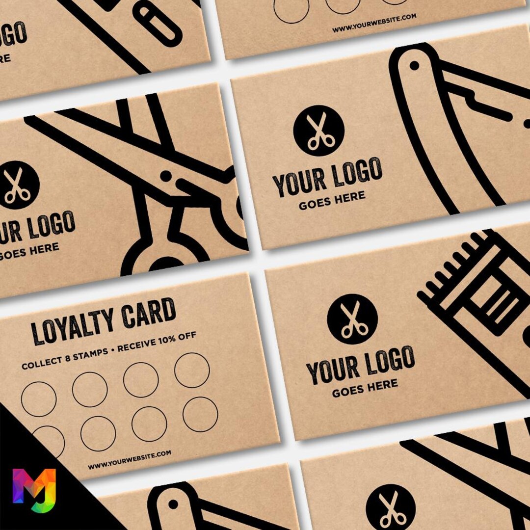 Custom Printed Kraft Loyalty Reward Cards | Barber Hairdresser Stylist ...