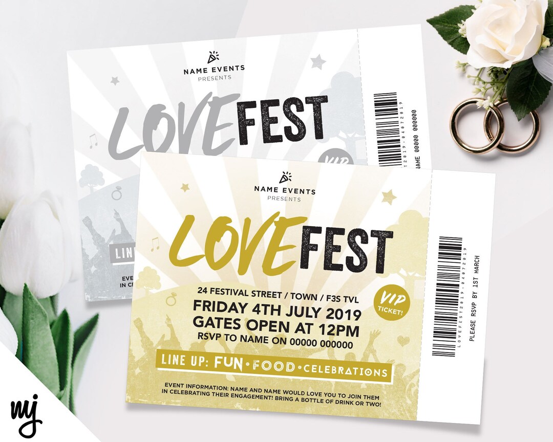Personalised Lovefest Festival Ticket Style Engagement/wedding - Etsy