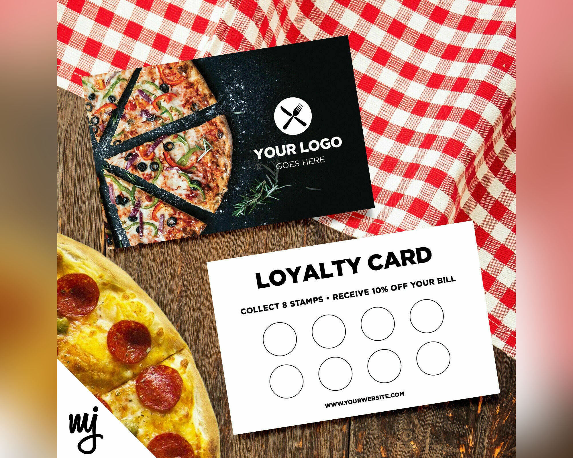 Custom Printed Loyalty Cards Pizza Restaurant / Cafe / Pub / Italian ...