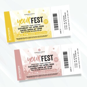 Personalised Festival VIP Ticket Style Party Invitations Invites ...