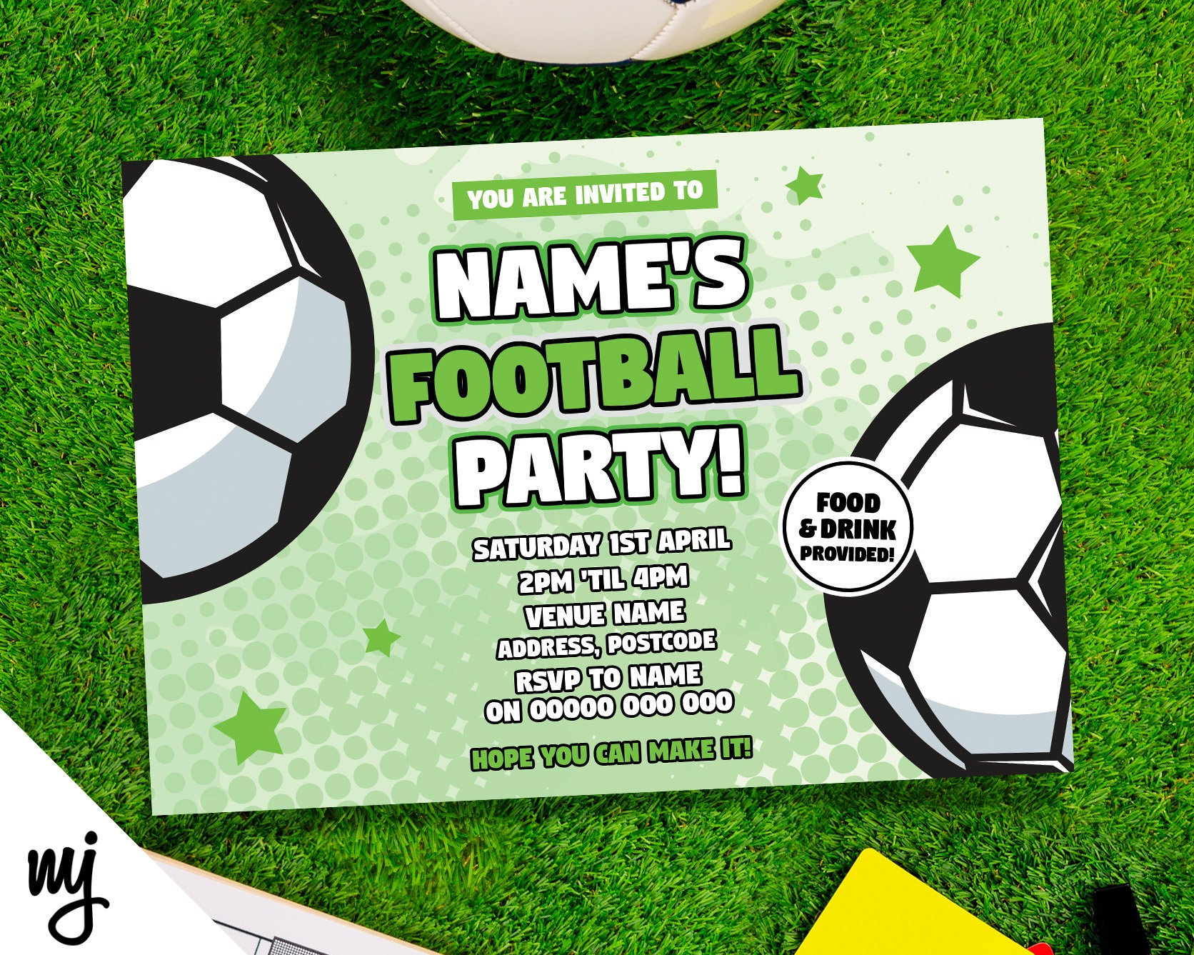 Personalised Football Soccer / Sports Party Style Invitations - Etsy UK