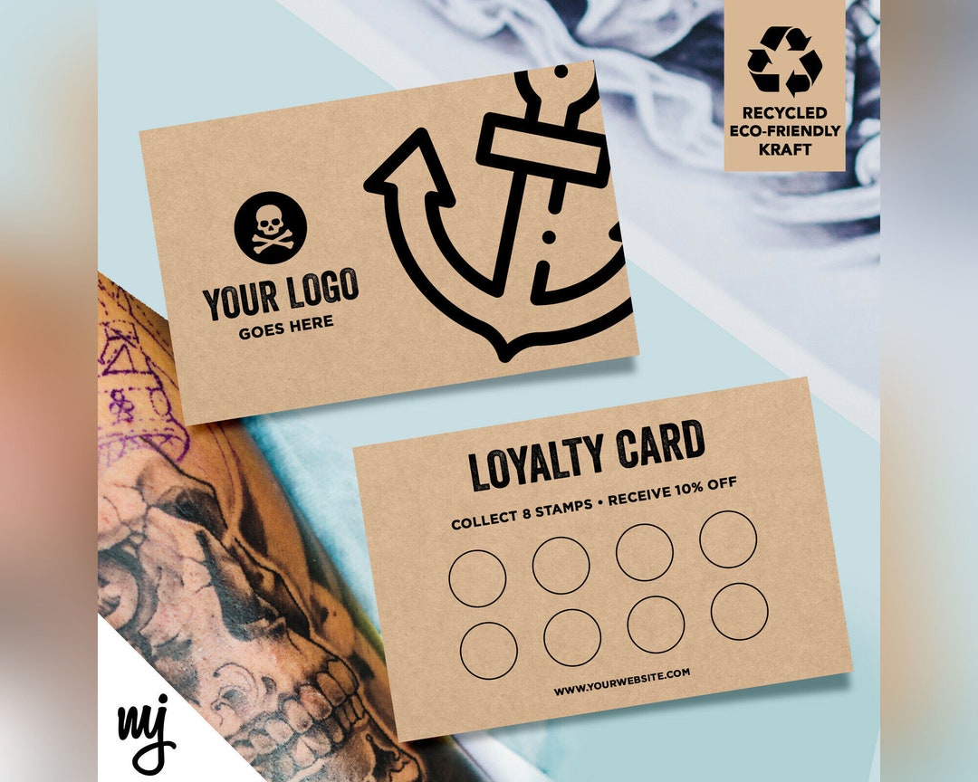 Custom Printed Kraft Loyalty Cards | Tattoo Studio / Shop / Artist ...