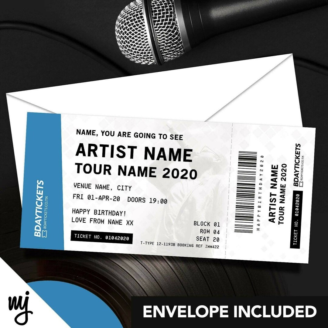 Personalised Mock Gig/concert Ticket Birthday / Christmas Gift - Etsy