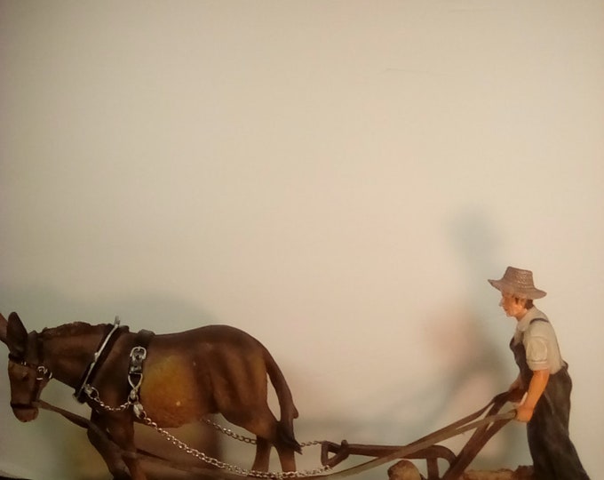 Farmer With Plow and Mule Figurine - Etsy