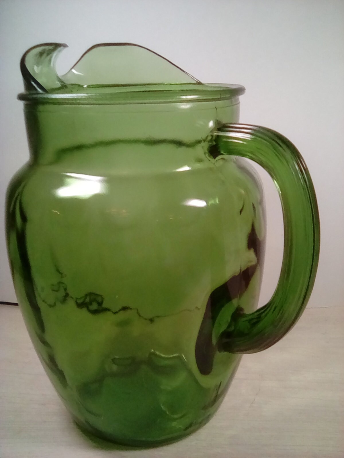 Green Glass Tall Drinking Pitcher | Etsy