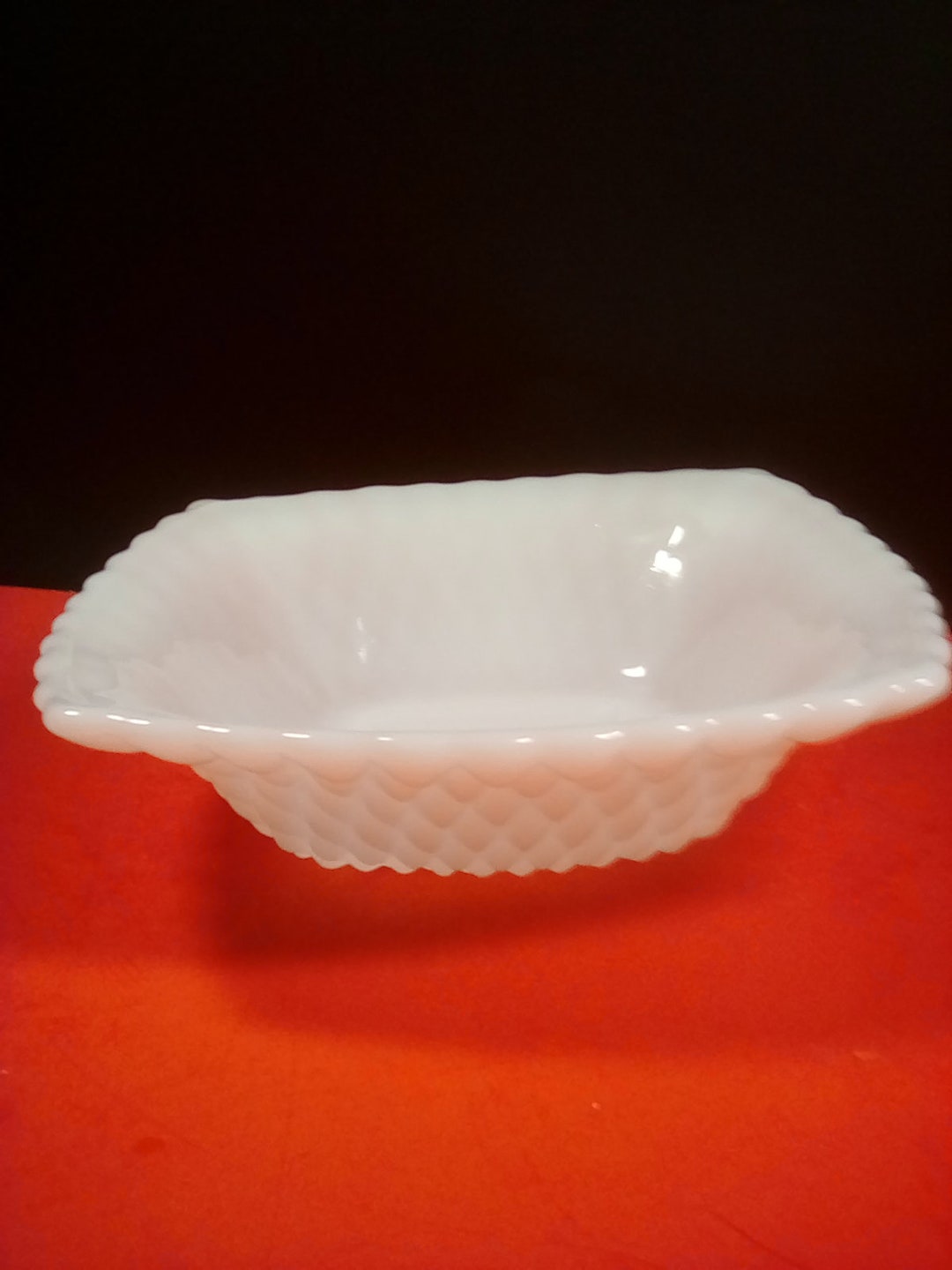 Milk Glass Small Square Diamond Pattern Bowl - Etsy