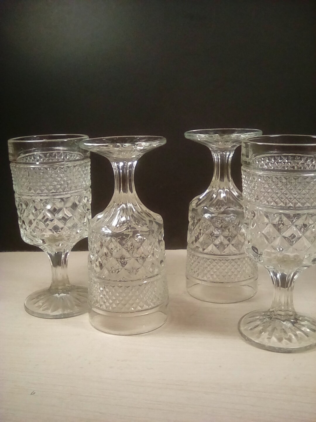 Wexford Set of 4 Anchor Hocking Leaded Crystal Stem Ware Glasses - Etsy