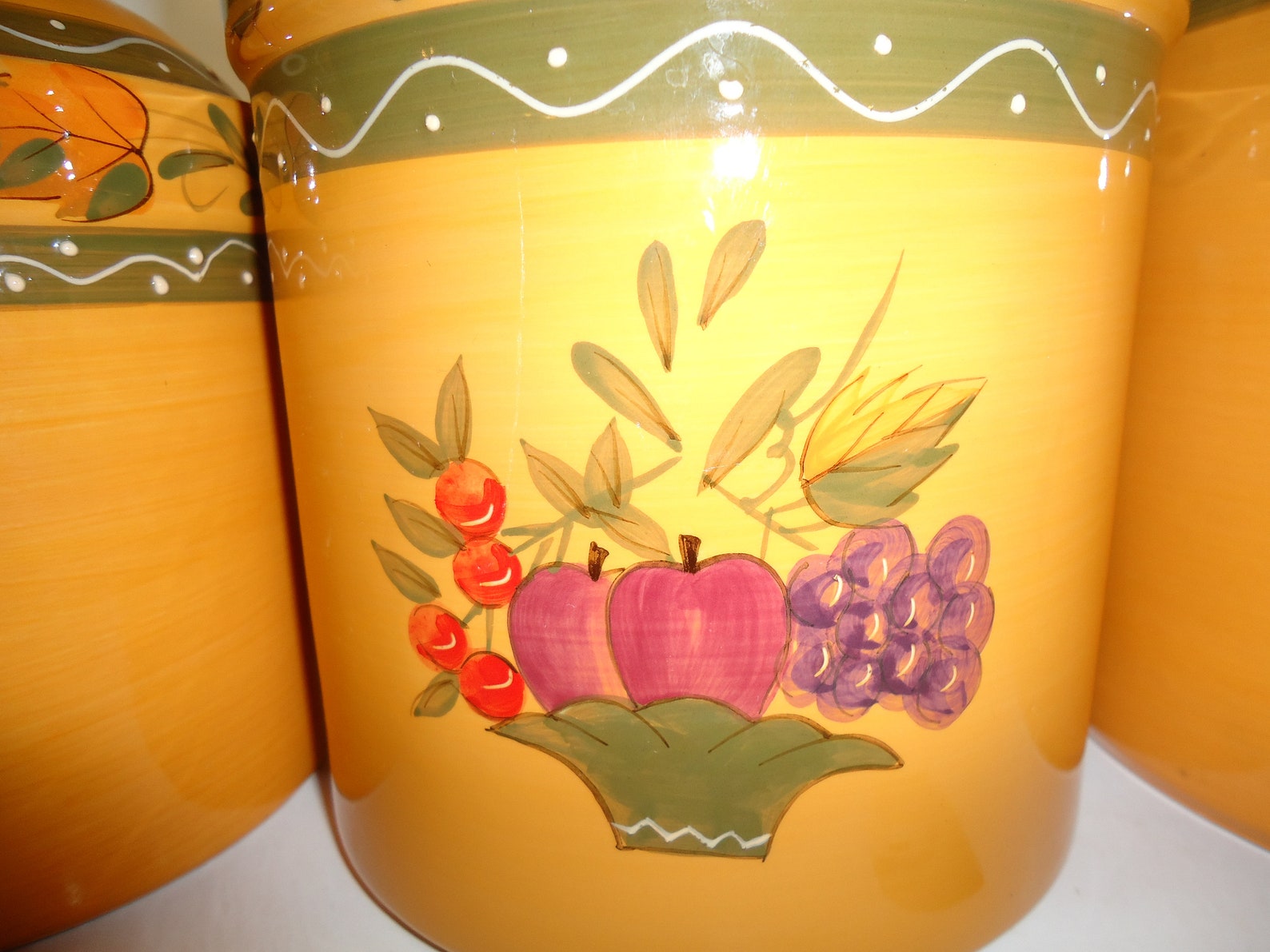Set of 3 Hand Painted Canisters - Etsy