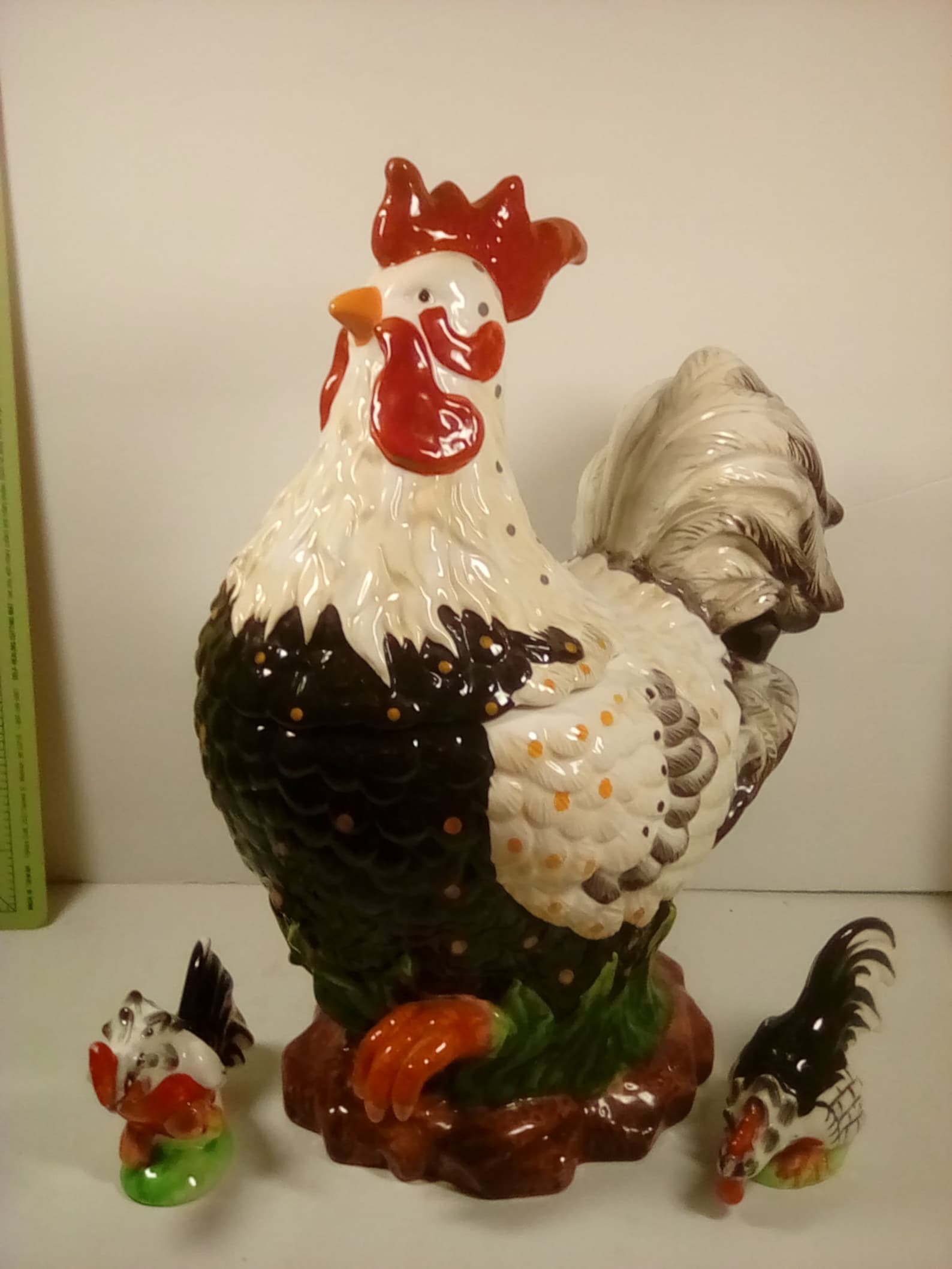Large Rooster Ceramic Cookie Jar and Salt and Pepper Shakers - Etsy