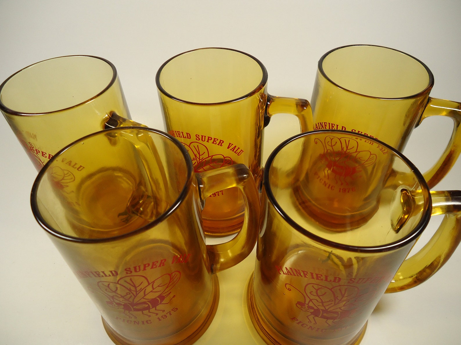 Set of 5 Amber Color Mugs With Handles - Etsy