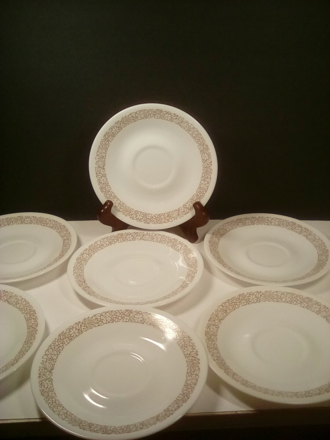 Set of 7 Pieces Corelle Brown Woodland Pattern Saucers - Etsy