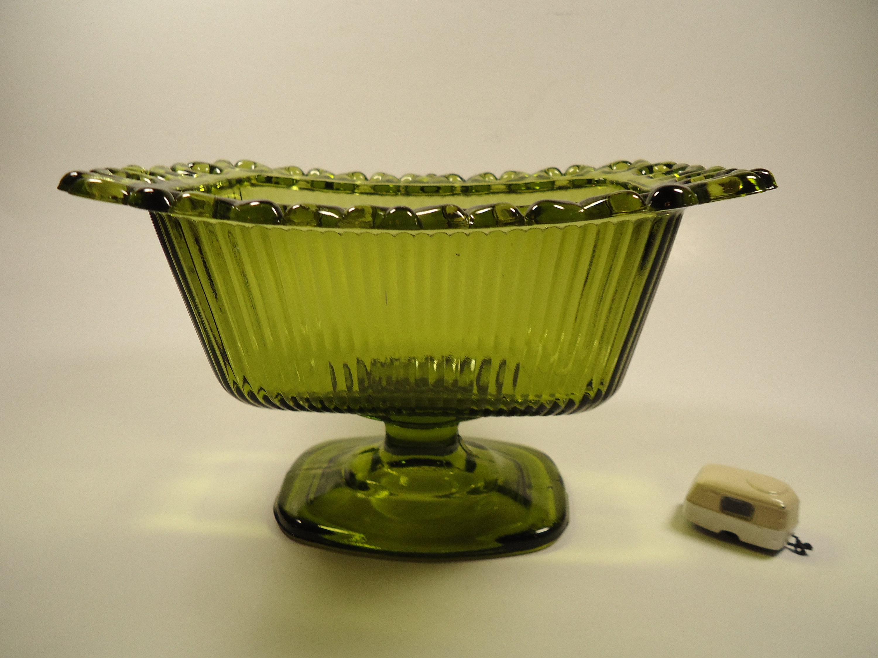 Pedestal green open lace candy dish | Etsy
