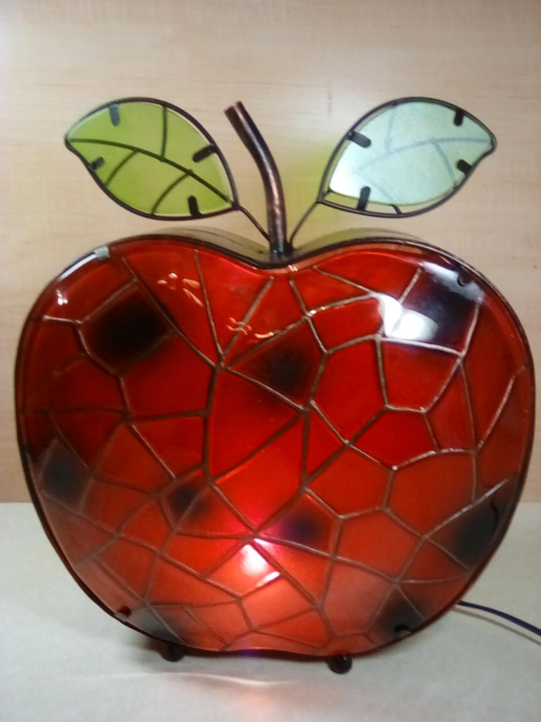 Rare Big Apple Shape Stain Glass Look Night Light - Etsy