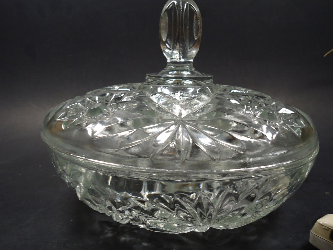 Large Clear Glass Star of David Pattern Candy Dish - Etsy