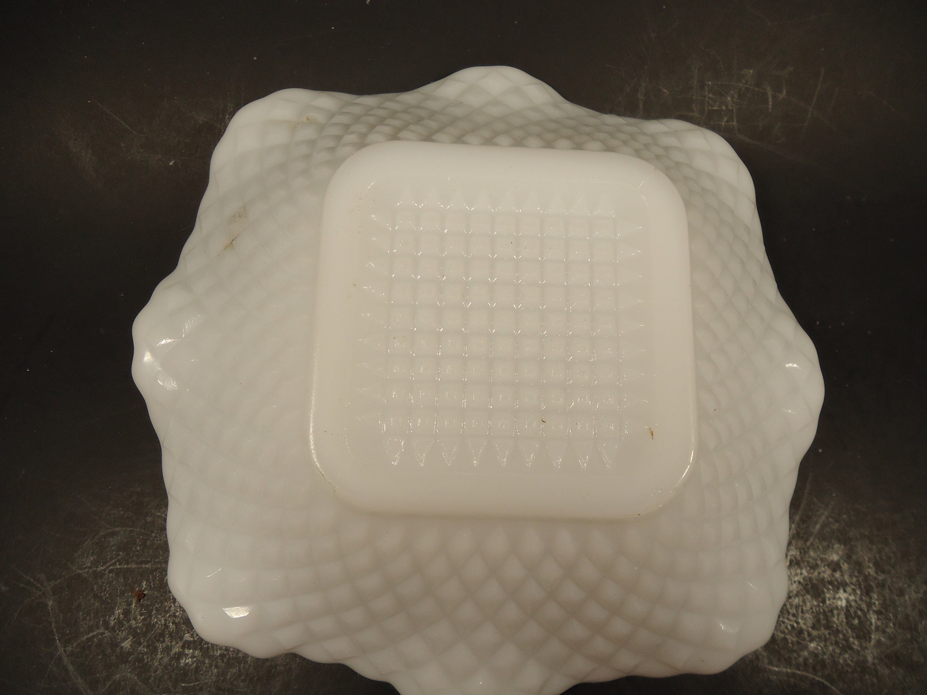 Milk Glass Small Square Diamond Pattern Bowl - Etsy UK