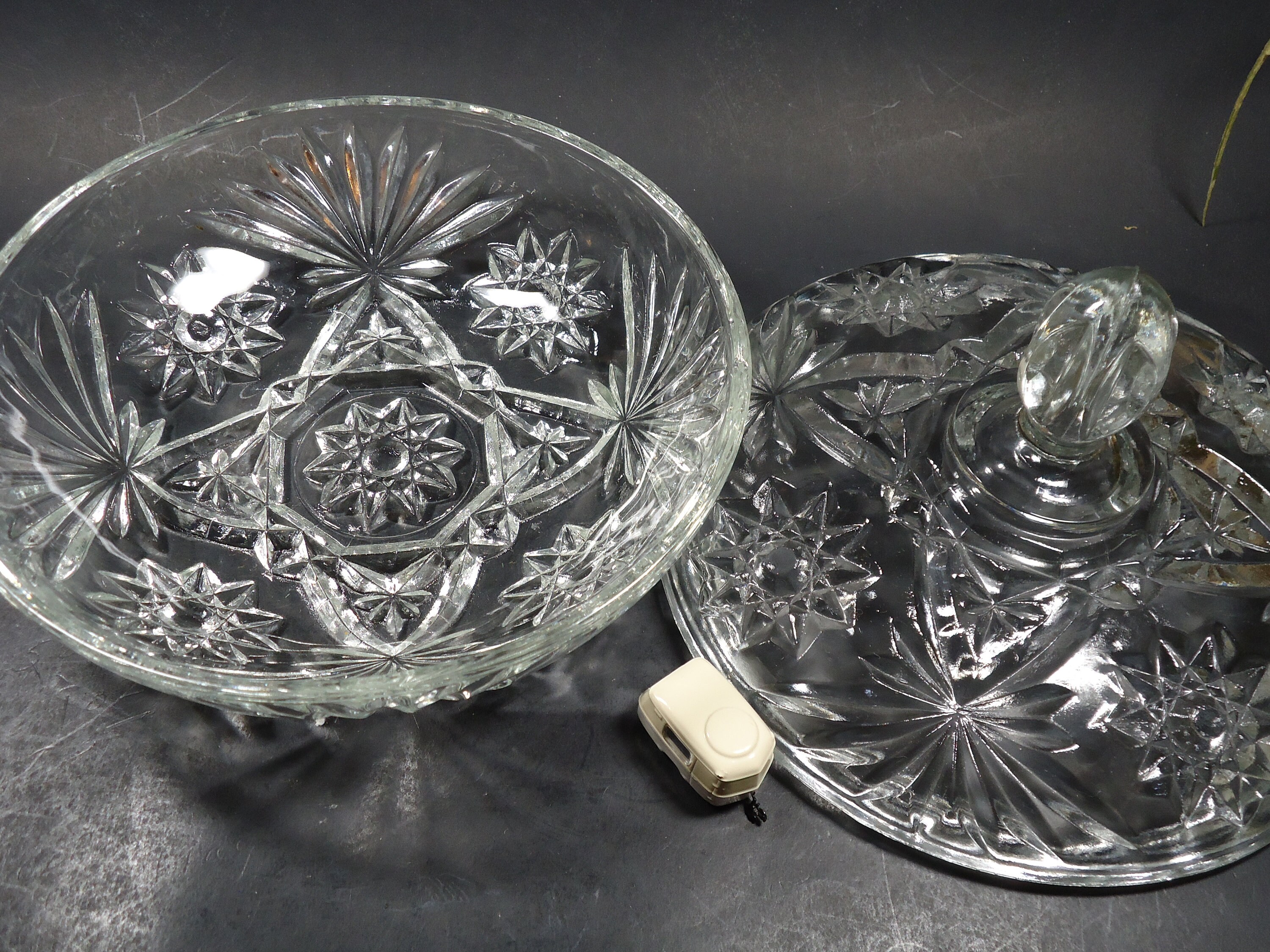 Large Clear Glass Star of David Pattern Candy Dish - Etsy
