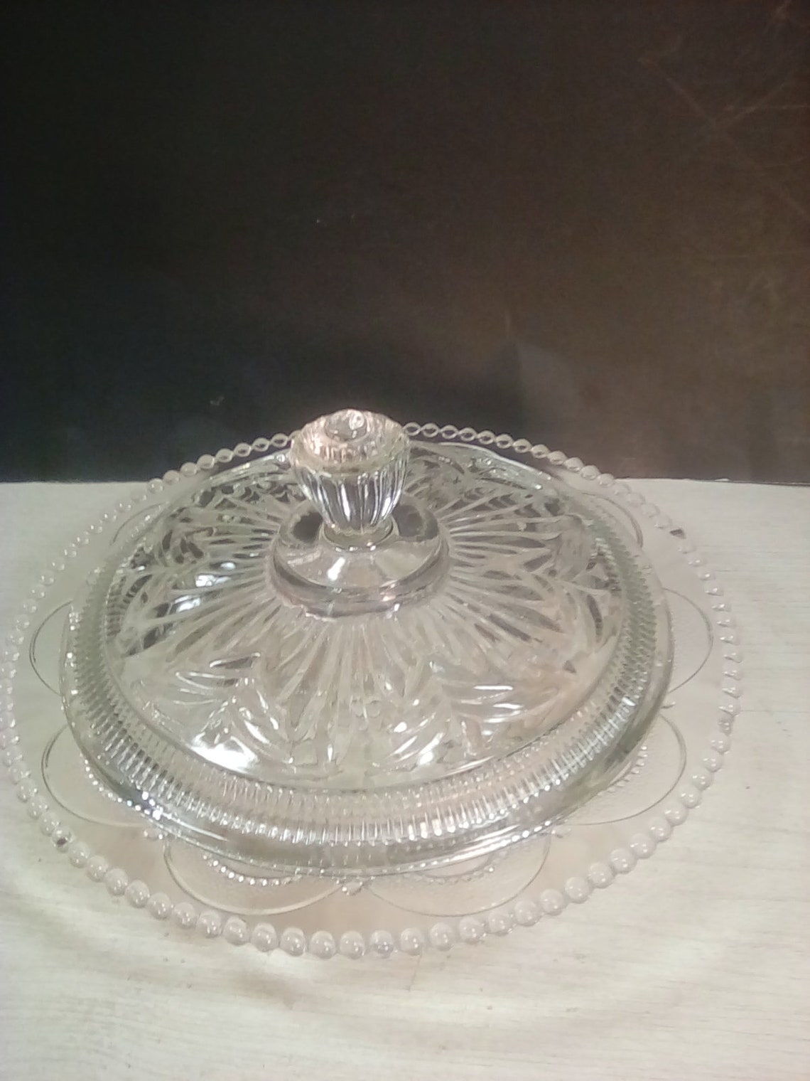 Round Clear Glass Covered Candy Dish - Etsy