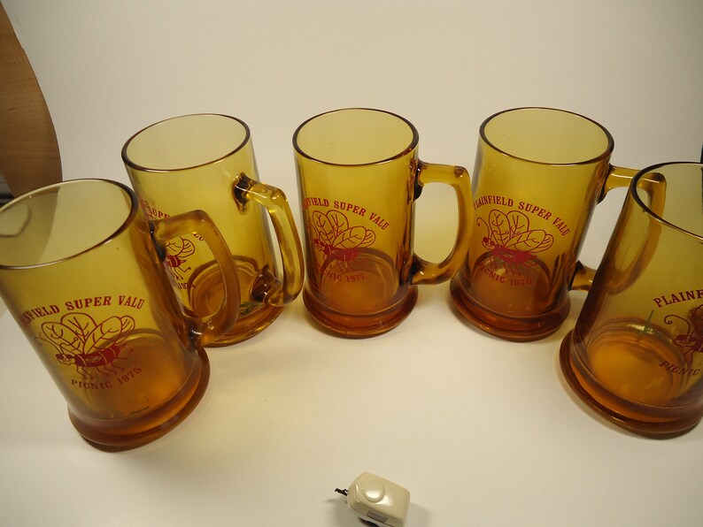 Set of 5 Amber Color Mugs With Handles - Etsy