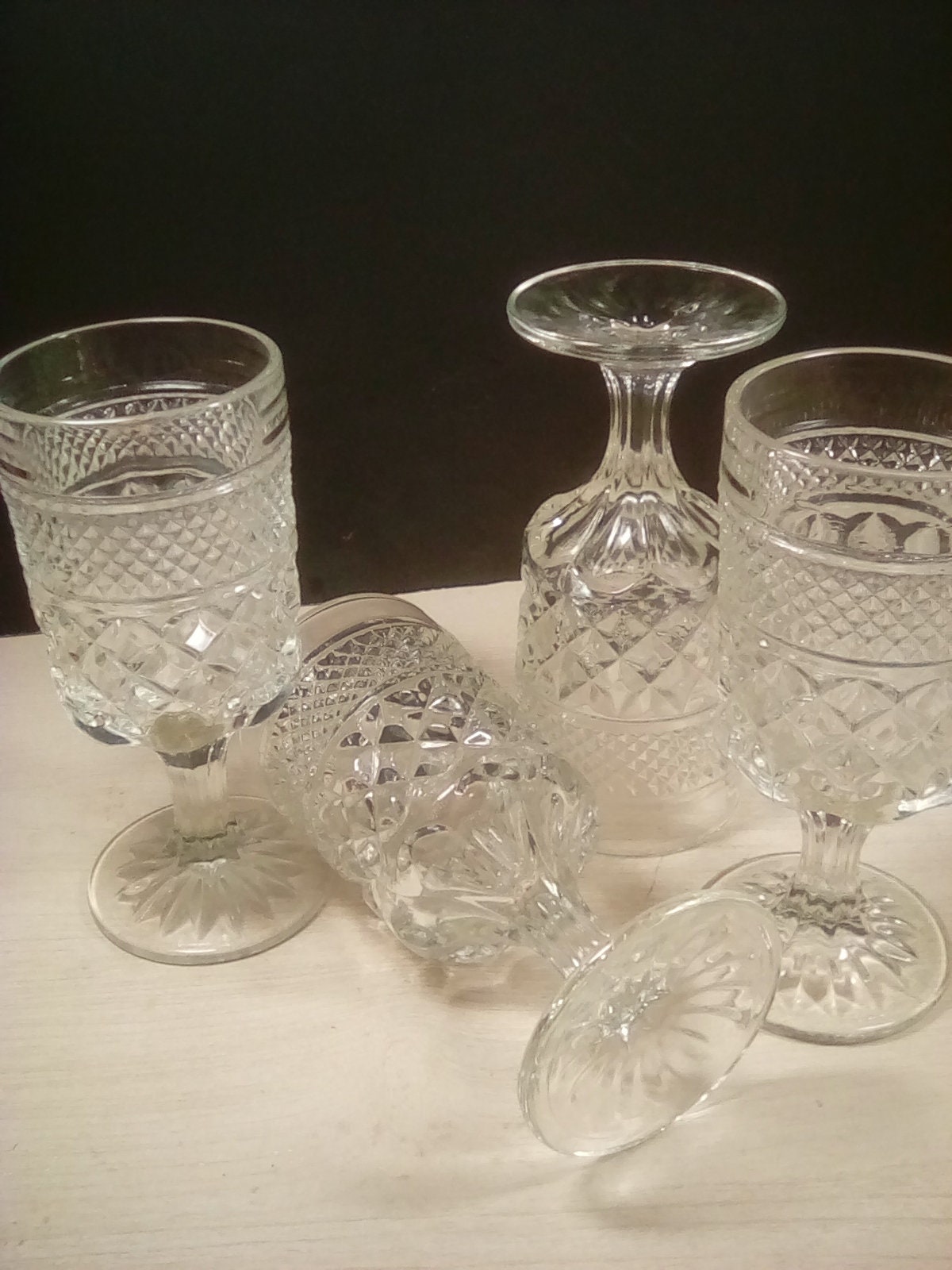 Wexford Set of 4 Anchor Hocking Leaded Crystal Stem Ware Glasses - Etsy