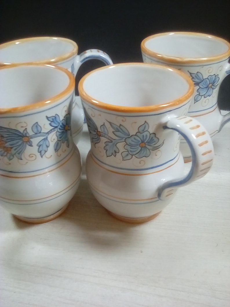 Set of 4 Pedestal Grafia Deruta Coffee Cups Made in Italy - Etsy