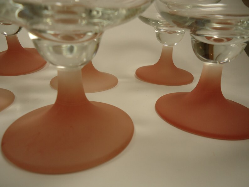 Set of 6 Clear Pink Pedestal Brandy Glasses | Etsy