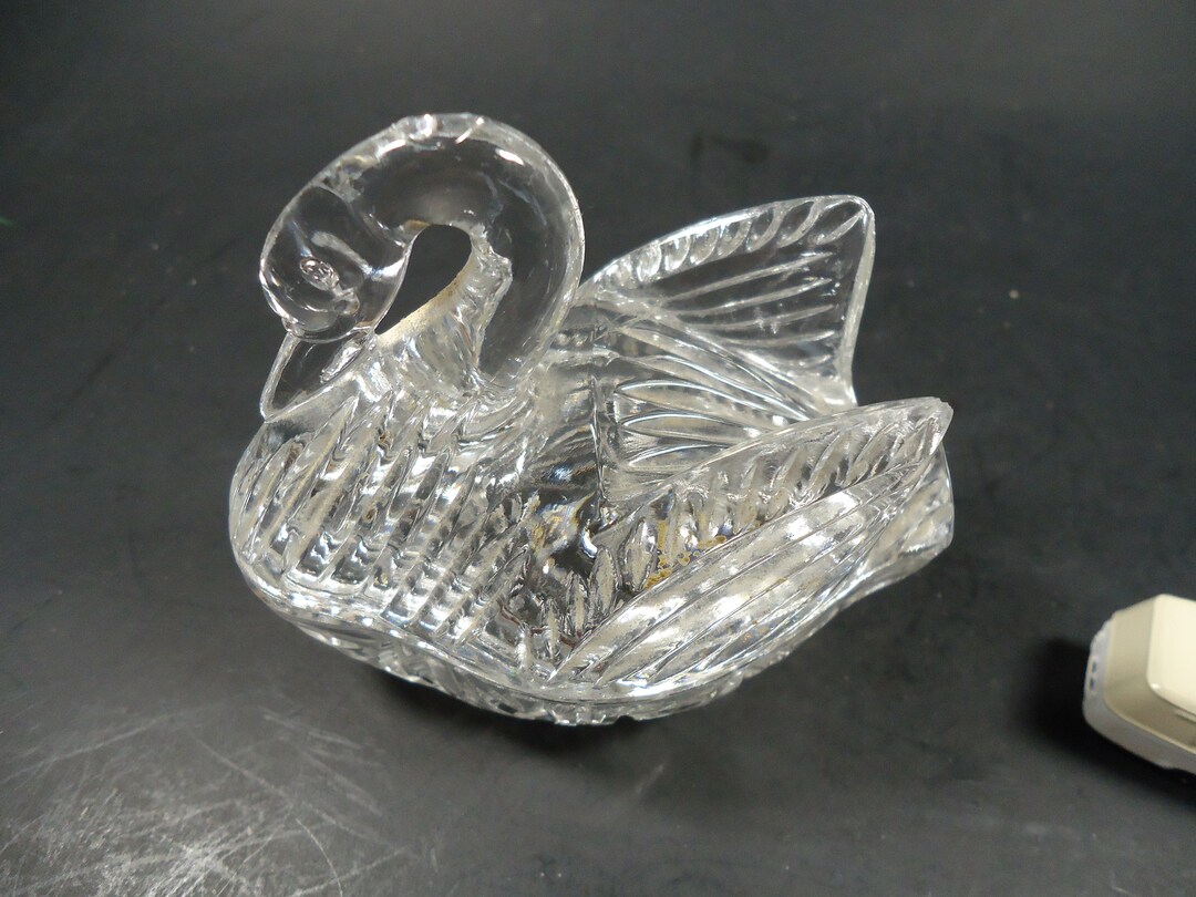 Clear Glass Swan Dish - Etsy