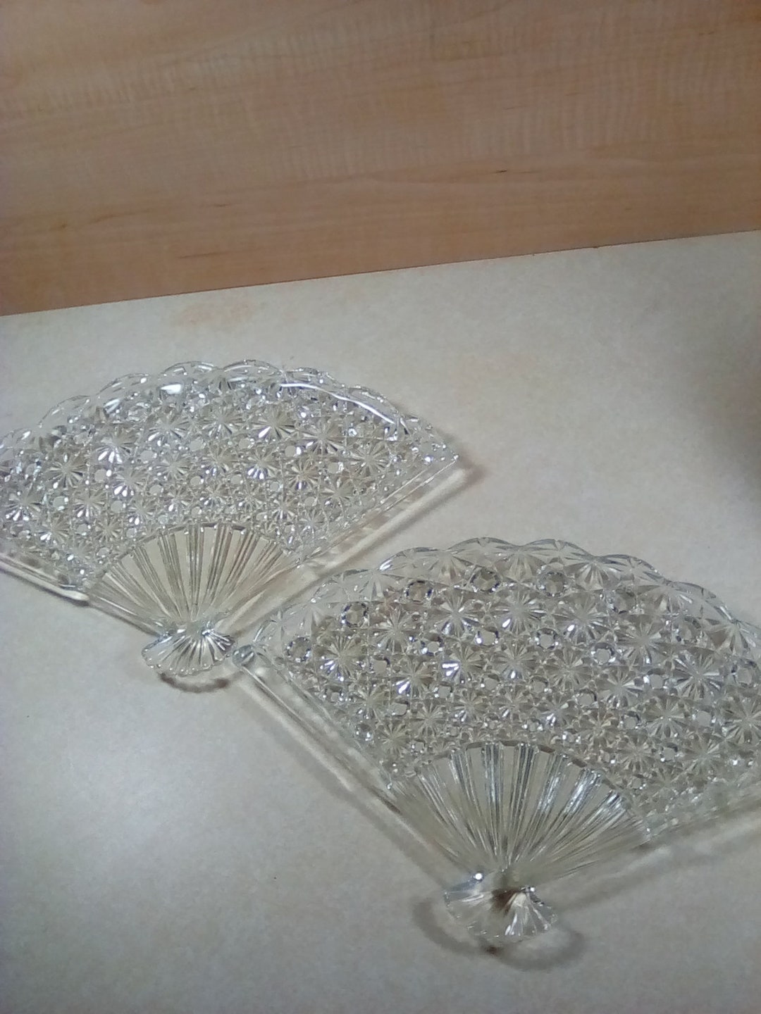 Set of 2 Fan Shape Glass Dishes - Etsy