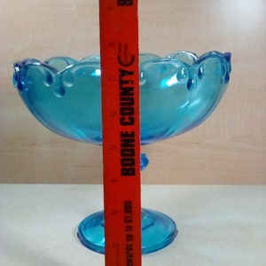 Tall Large Blue Glass Triple Tear Drop Garland Pattern Pedestal Bowl - Etsy