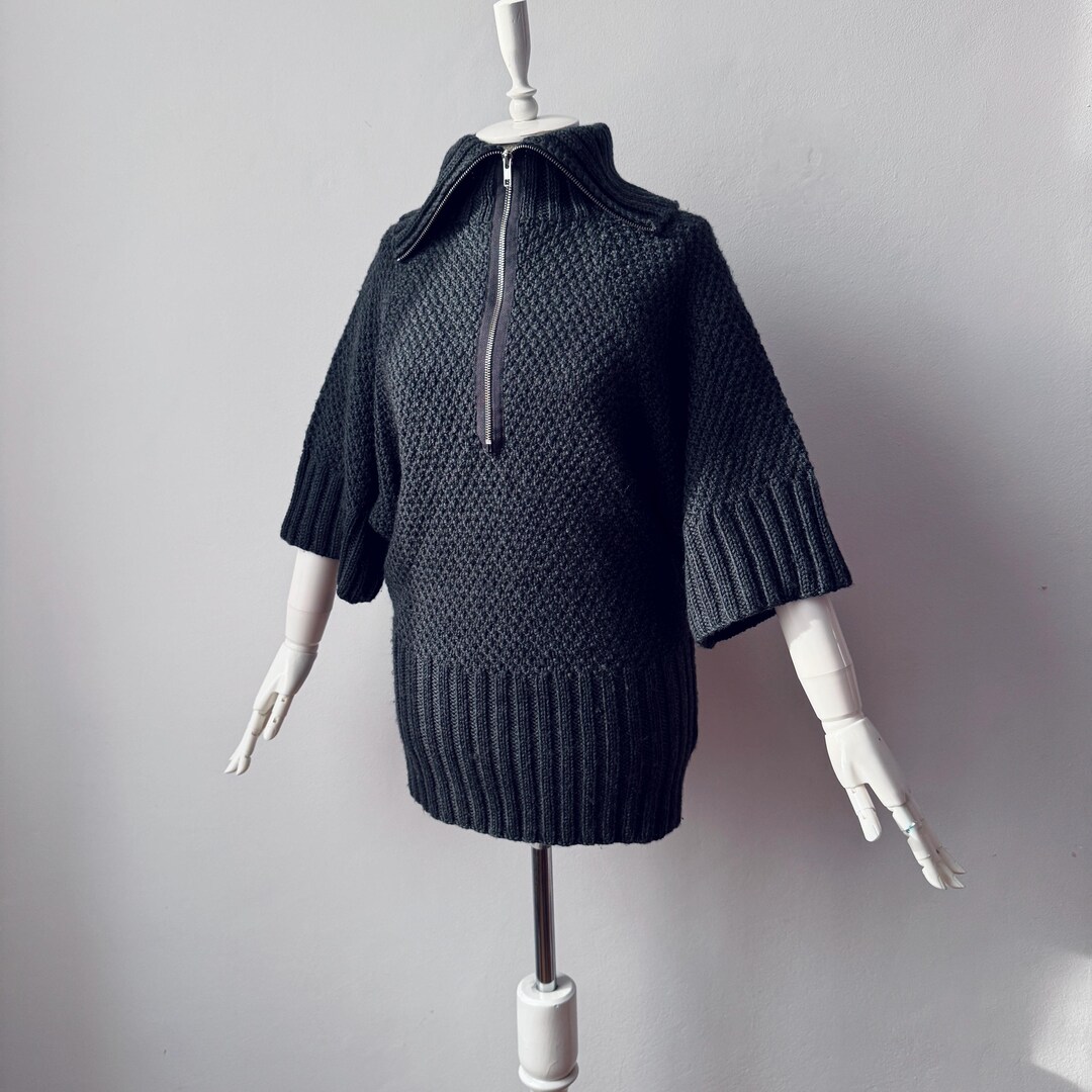 100% Soft Wool - Women's Half Zip Folded Neck Heavy Knit Jumper - Etsy