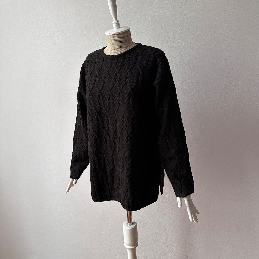 100% Soft Wool - Women's Relaxed Fit Dark Brown Knit Sweater - Etsy