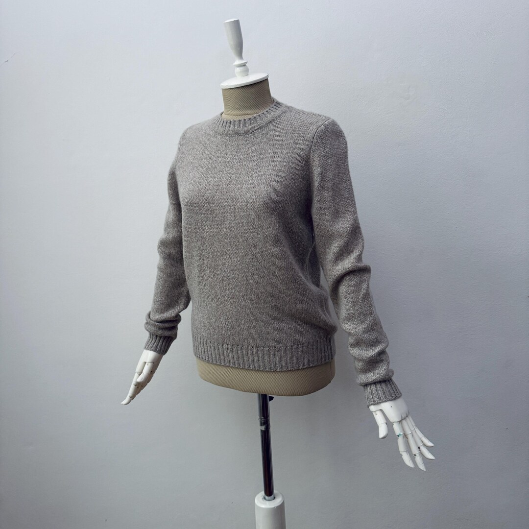 100% Pure Cashmere - Women's Crew Neck Speckled Taupe Knit Sweater - Etsy