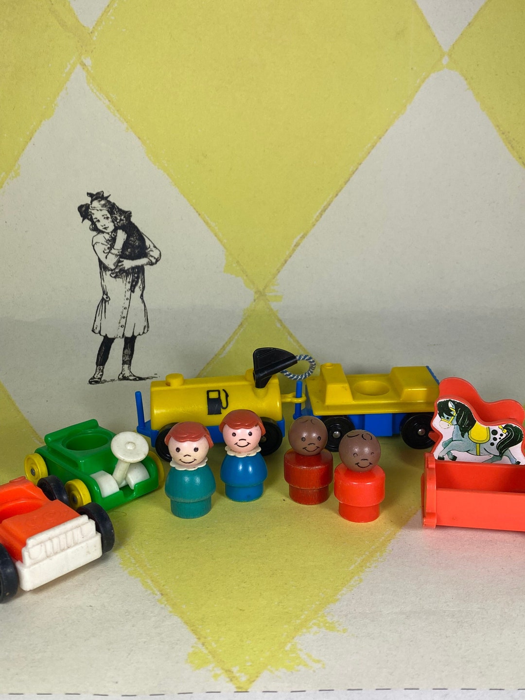 Lot of Vintage Little People Fisher Price Wood Little People Nursery ...