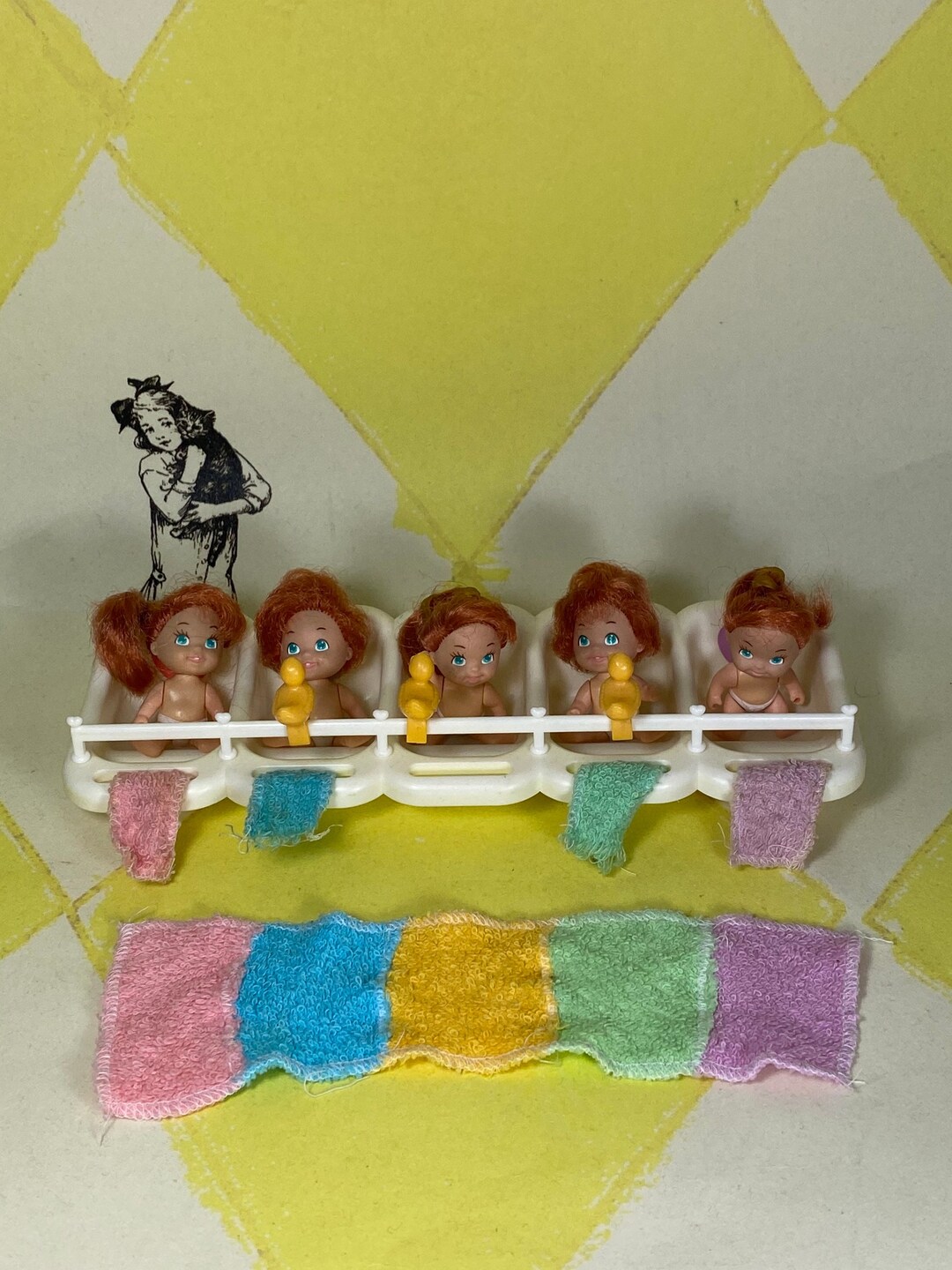 Tyco Quints Bathtime for Five Playset Quints Playset Quints Dolls Bath ...