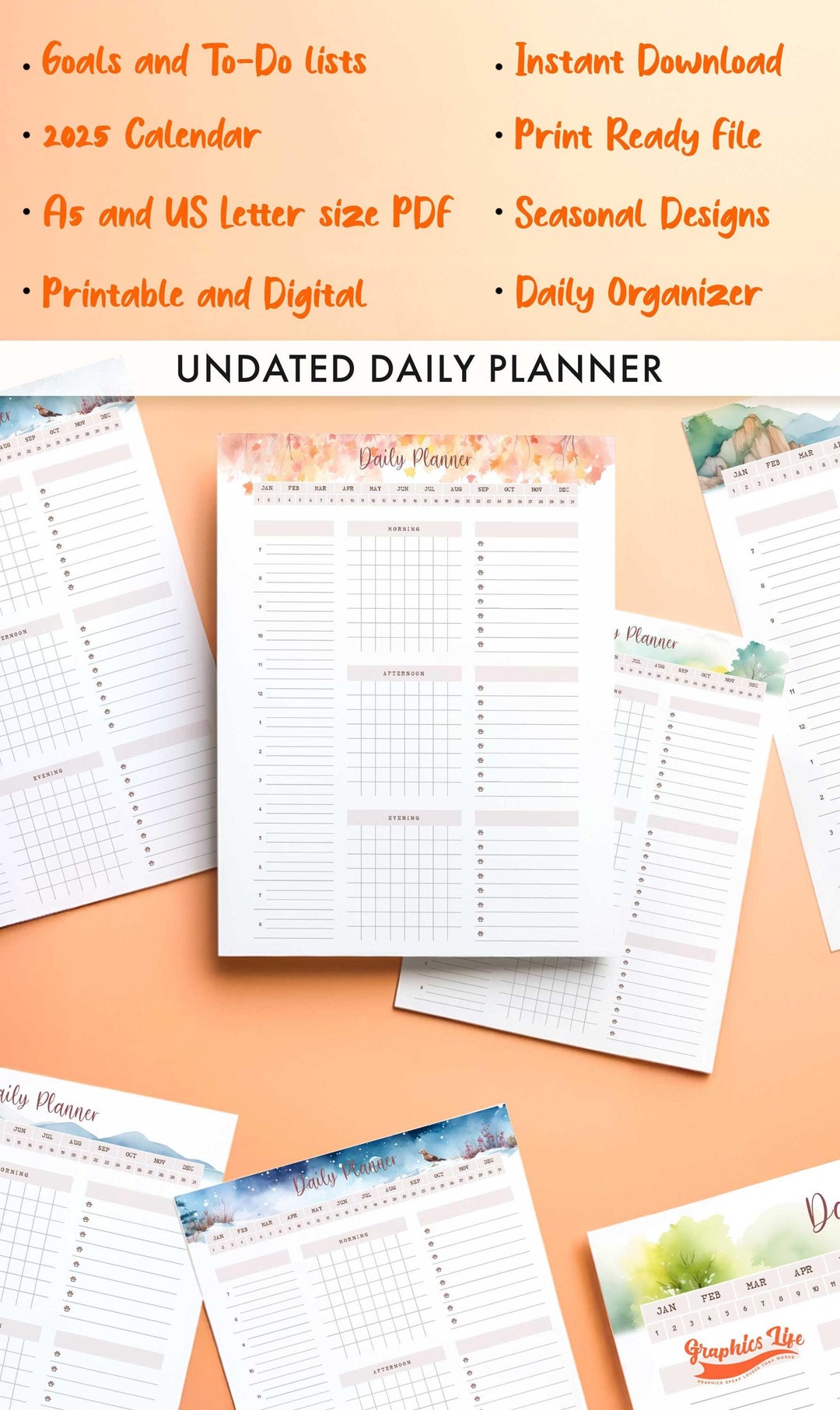 2025 Daily Planner Printable & Digital Productivity Planner Goal ...