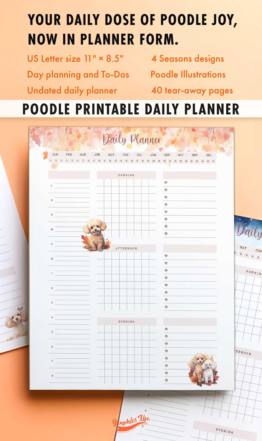 Dog Stationery Undated Day Planner Cute Pet Planner Productivity Time ...